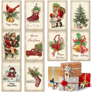 spiareal 200 pieces vintage christmas gift tags traditional vintage victorian style christmas gift tags hang tags with string for christmas gift wrapping holiday party home decor (red truck style)