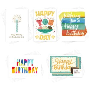 hallmark business bulk 25 pack assorted birthday cards for employees (cake, candles & color), 5 x 7 cards, message inside, envelopes included