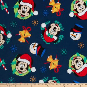 disney minky summer 2022 mickey mouse joy to the world navy, fabric by the yard