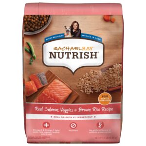 nutrish rachael ray real salmon, veggies & brown rice recipe dry dog food, 13 lb. bag