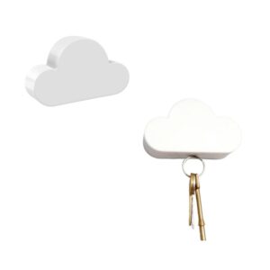 uquabeso white cloud magnetic wall key holder, powerful magnets keep keychains hooks with adhesive for door entryway, easy to install and convenient to use