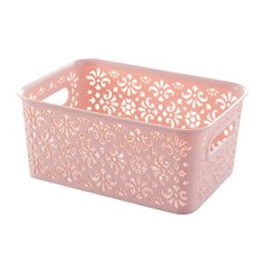 cabilock box storage basket pantry clothes organizer for closet small storage bins underwear storage organizer hollow storage drawers for clothes stackable basket pink clothing container