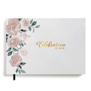 lacunas store rose floral funeral guest book 9 x 7 in loving memory and celebration of life memorial sign in