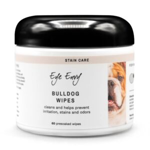 eye envy bulldog wrinkle wipes | wrinkle wipes for french bulldog, pug, english bulldog | cleans wrinkles, bulldog tail pockets | removes stains and odors | natural, fragrance free wipes | 60 count