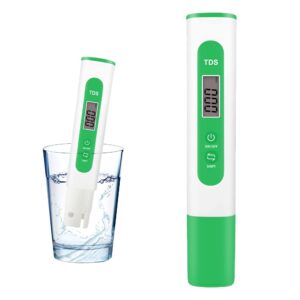 tds meter digital water quality tester for ro-rodi system drinking water,aquariums, hydroponics,0-9990 ppm measuring range,1 ppm increments,2% readout accuracy（green）