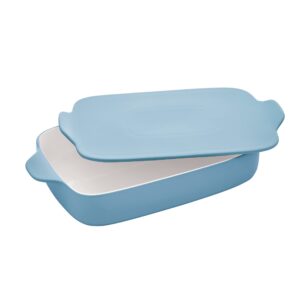 kitchenaid rectangular baker with lid vitrified stoneware, 9in 13in 2.5in, blue velvet