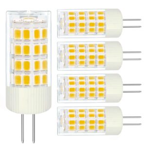 3w g4 led bulb 12v replacement 20w-30w halogen lamp for jc type bi-pin base landscape bulbs/track lighting/chandeliers/accent lights, warm white 3000k non-dimmable, 5-pack