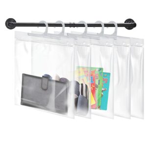 hanging storage bags 24 pack, large hook 10 x 12.5-inch clear plastic bags for classroom, library and pharmacy use