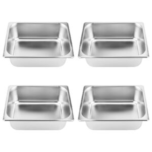 hoigon 4 pack 1/2 size steam table pan, 4 inch deep stainless steel hotel pan, anti-jam steam pan half size hotel pans for buffet, restaurants, catering