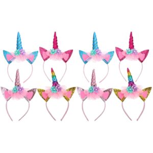 frcolor 8pcs unicorn headband halloween party headwear embellished headbands for women unicorn party headband bride cosplay hair accessories