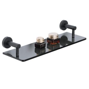 alise bathroom shelves glass shelf wall mount floating shelves for bathroom,sus304 stainless steel tempered glass rack holder storage organizer,black finish gdl400x130-b