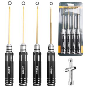 crazyhobby 4pcs rc hex screwdriver hex drivers 1.5mm 2.0mm 2.5mm 3.0mm with cross wrench rc hobby tool set for rc car airplane boat 3d printer