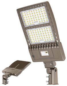 400w led parking lot light 60,000lm, dlc etl listed industrial grade led shoebox parking pole light 5000k ip65 waterproof outdoor commercial area lighting with slip fitter 110v 120v