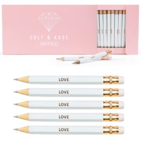 50 pack bridal shower pencils for bridal shower games 50 guests perfect mini pencils wedding pens for all wedding shower games baby shower pencils or golf pencils with erasers | bridal shower pens