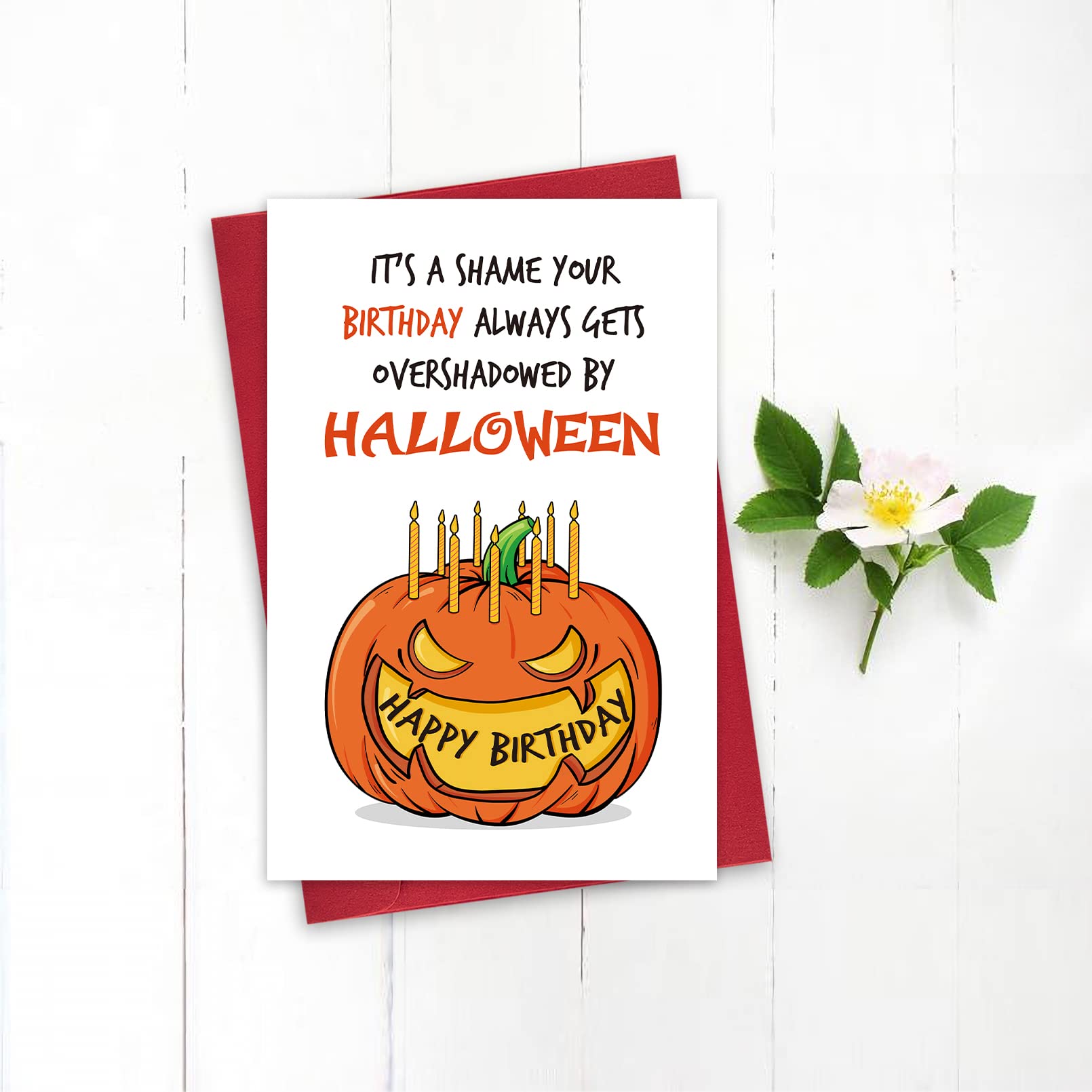 Leinessy Happy Halloween Birthday Card, Funny Pumpkin Bday Card, Your Birthday Gets Overshadowed by Halloween