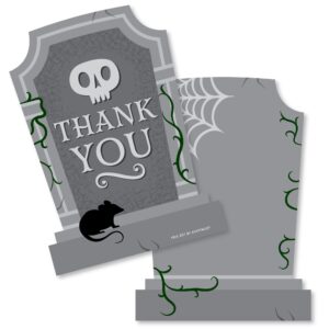 big dot of happiness creepy cemetery - shaped thank you cards - spooky halloween tombstone party thank you note cards with envelopes - set of 12