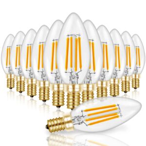 hizashi 90+cri candelabra led light bulbs 60 watt, 2700k soft white, e12 led bulb dimmable, b11 chandelier light bulbs, 6w, 550lm, candle light bulbs, ul listed, 12 pack