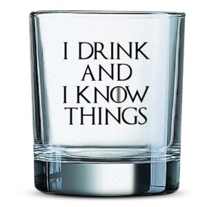 swag brewery i drink and i know things | 11oz whiskey glass | funny novelty gift for game of thrones fans, whiskey, bourbon, scotch, rum, tequila, cognac, brandy and mixed drink lovers