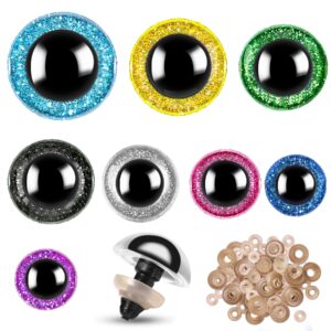 160pcs large safety eyes for amigurumi glitter eye for stuffed animals for diy dolls puppets bear crafts animals amigurumi making supplies(colorful a)