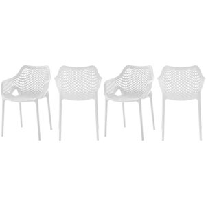 meridian furniture 329white modern | contemporary patio dining chair with polypropylene plastic, weather resisting for indoor or outdoor use, set of 4, 22.5" w x 24.5" d x 31.5" h, white