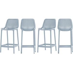 meridian furniture 330skyblue mykonos collection modern | contemporary outdoor patio stool with sky blue polypropylene plastic, weather resisting, 17.5" w x 21" d x 38" h, blue, set of 4