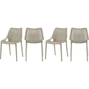 meridian furniture 328taupe mykonos collection modern | contemporary outdoor patio dining chair with taupe polypropylene plastic, weather resisting, 20" w x 24.5" d x 33" h, taupe, set of 4