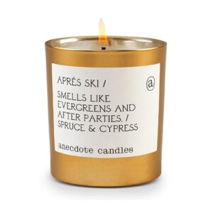 anecdote 'apres ski' coconut soy wax candle jar | premium hand poured & long burning | spruce & cypress scent | phthalate-free | for home, office, gift - 9 oz