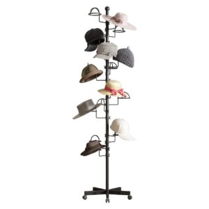 thick forest hat rack with 15 circular hooks, floor hat stand freestanding hat rack stand, adjustable hat display stand suitable for home or store