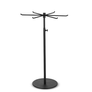 bjewego rotating keychain display stand - height-adjustable black metal jewelry organizer - long necklace display stand with 6 hook - easy clean, scratch-resistant display racks for craft shows