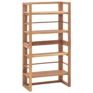 vidaxl solid teak wood shelving unit 23.6"x11.8"x47.2" – adjustable shelves - colonial style - indoor storage - ideal for home & office use - brown'