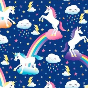 pico textiles 2 yards bolt - unicorns with rainbows allover fleece fabric - sold by the bolt - print fleece fabric - ideal for sewing projects, scarves, no sew fleece throws and tie blankets.