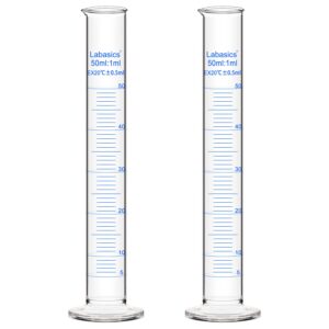 labasics 2-pack 50 ml borosilicate glass graduated cylinder measuring cylinder