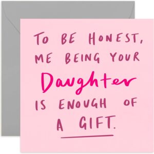 old english co. birthday card - funny humour greeting card for mum or dad | joke card for parents from daughter | blank inside & envelope included (daughter)