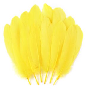 tharaht 120pcs yellow goose feathers natural bulk 6-8 inch 15-20cm for crafts diy cosplay wedding party halloween decoration goose nagoire feathers