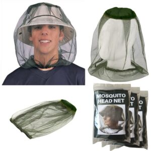 mosquito head mesh nets gnat face netting protecting net for any outdoor activities, works over most hats comes(total 3pcs, black, gray, military)