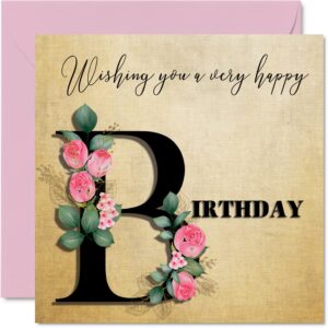 special birthday cards for women her - floral roses flowers - happy birthday card for mom sister daughter aunt nanny grandma friend, 5.7 x 5.7 inch ladies cute pretty bday greeting cards