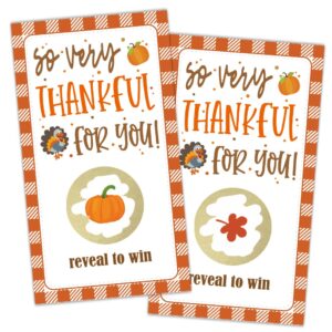 rewidparty fall party scratch off game cards（32 pcs） thankful for you scratch off cards thanksgiving raffle tickets drawing prizes for family kids adults thanksgiving dinner party games supplies