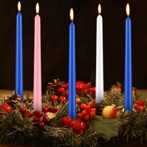 5 pieces blue advent candle blue taper candles christmas advent candle long burning tapered candles dripless taper candles and unscented candlesticks for advent rings and church advent wreaths