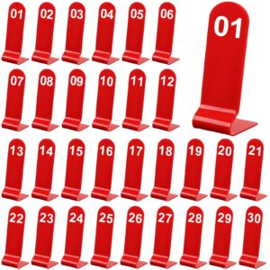 1-30 table numbers restaurant order numbers double sided acrylic reception number stands signs for wedding restaurant seating cafes party banquet (red)