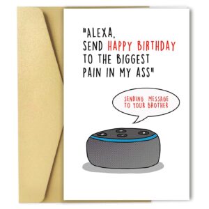 daslet funny birthday card for brother, joke happy birthday greetings cards for brother, you are the best brother (alexa)