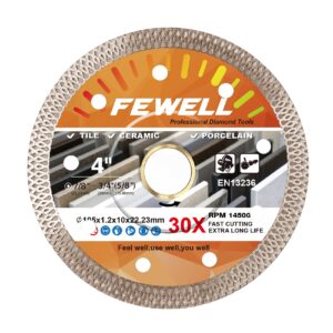 fewell 4.5 inch disc super thin 1.2mm diamond saw blade, x-teeth diamond dry/wet cutting wheel blade for porcelain, tile and ceramic (1-pack)