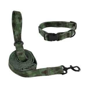 luvable friends unisex pet collar and leash set, camo, medium