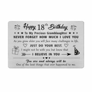 falogije 18th birthday card gifts for granddaughter, birthday gifts for 18 year old granddaughter, engraved metal wallet card