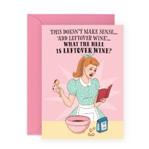 central 23 best friend birthday card for her - 'leftover wine' - friendship gifts for women - hilarious wine card for mom aunt sister - comes with stickers - made in the uk