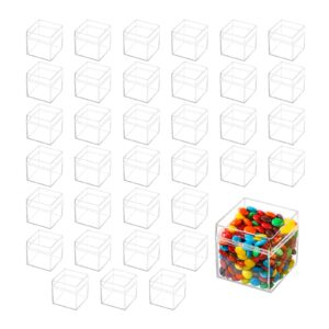 lidscura 36 packs 2''x2''x2'' acrylic box, acrylic candy box, small clear plastic square cube box with lids, candy storage container, for candy pill, tiny jewelry, cosmetics, jewelry, party favor