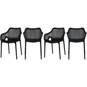 meridian furniture 329black modern | contemporary patio dining chair with polypropylene plastic, weather resisting for indoor or outdoor use, set of 4, 22.5" w x 24.5" d x 31.5" h, black