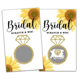 bridal shower scratch off games, bridal shower decorations, sunflower floral bridal raffle lottery tickets cards for bridal shower bachelorette party wedding engagement party, set of 50 cards (a13)