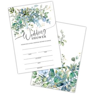 greenery wedding shower invitations, floral bridal shower invitations, bridal shower invites for engagement party, wedding, bridal shower, set of 25 invitations & 25 envelopes (b02)