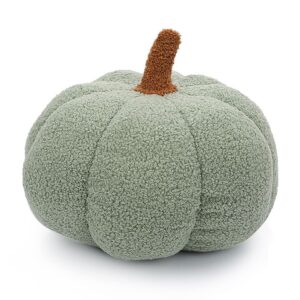 DACHAIHU Halloween Pumpkin Pillows Decorative Throw Pillows, Pumpkin Decor Stuffed Throw,Cute 3D Fluffy Pumpkin Plush Pillow for Bed Sofa Couch Home Decor(Grass Green,8inch)