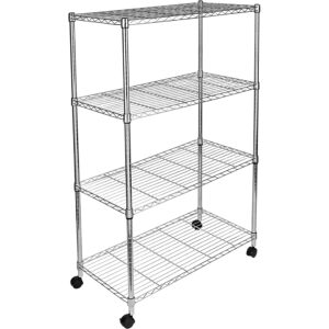 4-tier heavy duty storage shelving unit 1000lb capacity,chrome,35.43" d x 17.72"w x 61.02" h inch